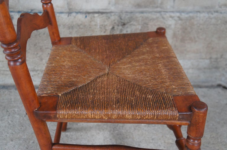 Antique Early 20th Century Shaker Oak Ladderback Side Accent Chair Rush ...