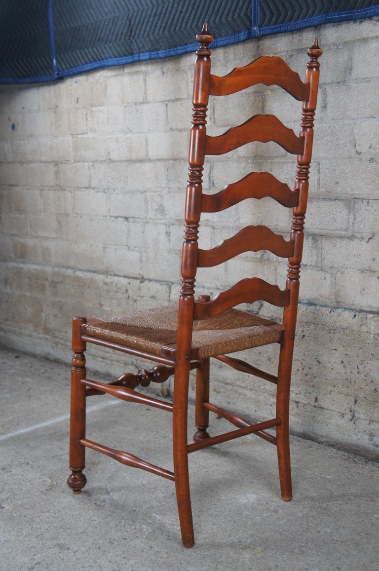 Antique Early 20th Century Shaker Oak Ladderback Side Accent Chair Rush ...