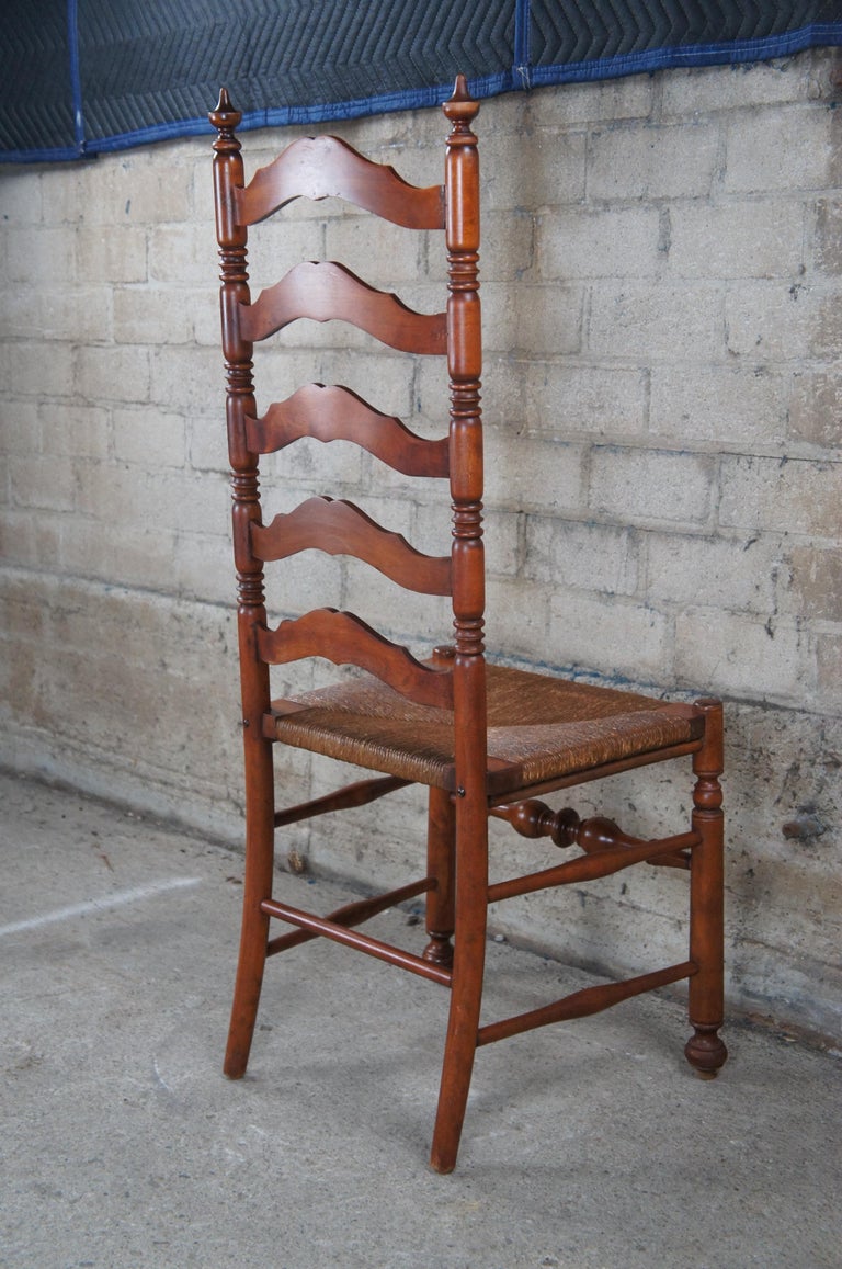Antique Early 20th Century Shaker Oak Ladderback Side Accent Chair Rush ...