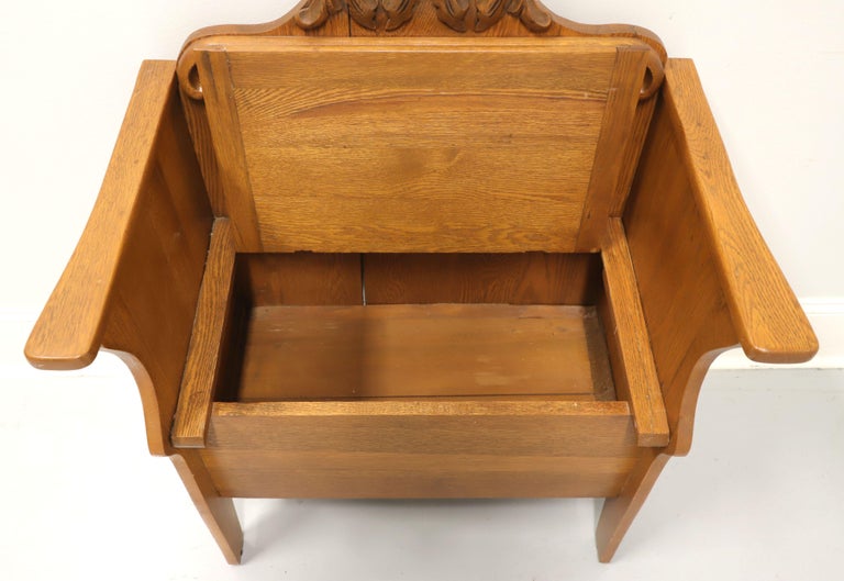 Antique Early 20th Century Victorian Oak Hall Tree with Bench at 1stDibs