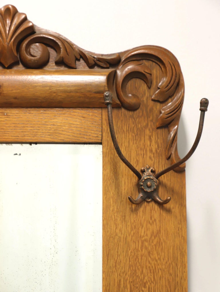 Antique Early 20th Century Victorian Oak Hall Tree with Bench at 1stDibs