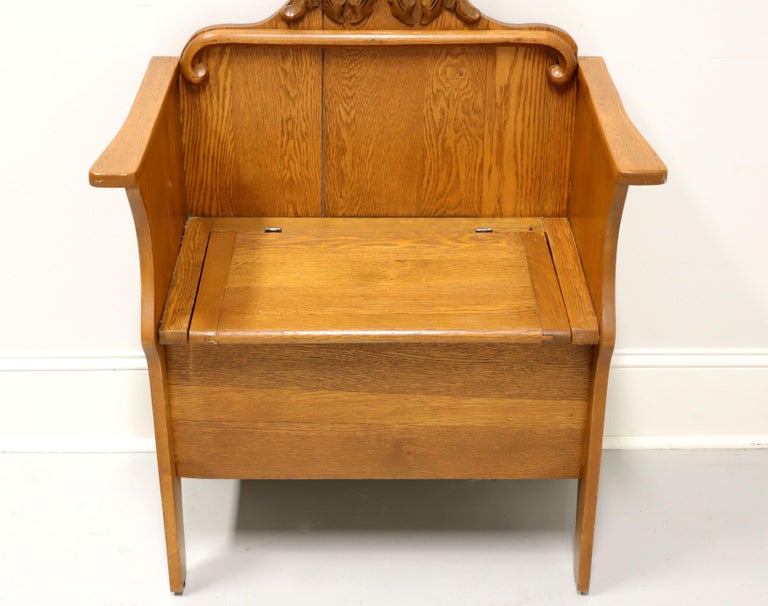 Antique Early 20th Century Victorian Oak Hall Tree with Bench at 1stDibs