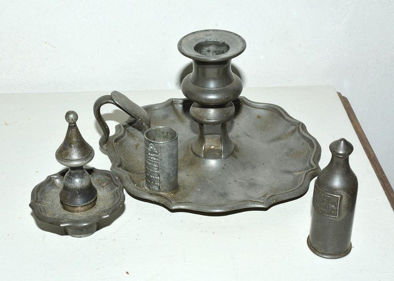 Antique Early American Chamber Stick at 1stDibs