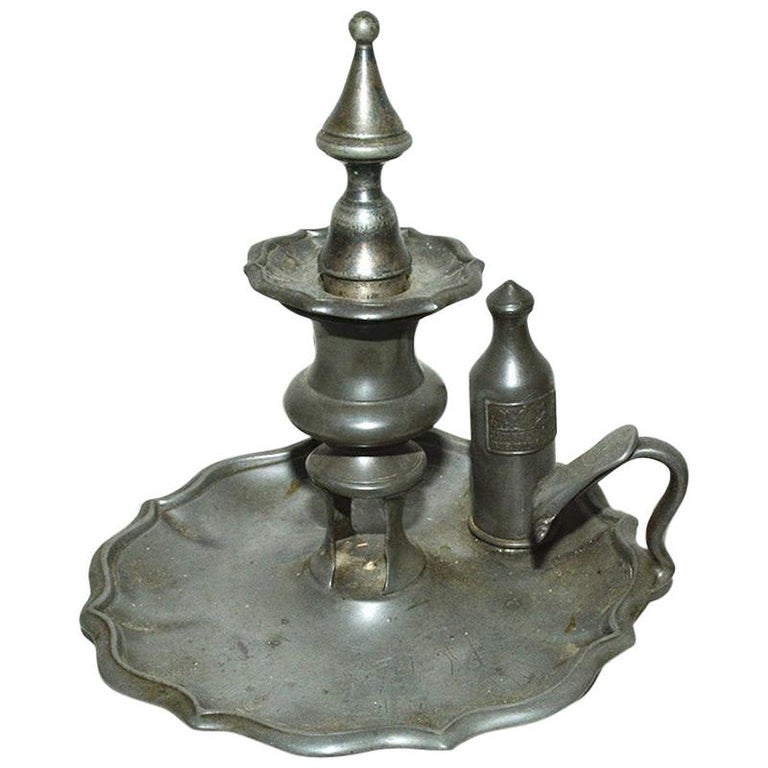 Antique Early American Chamber Stick at 1stDibs