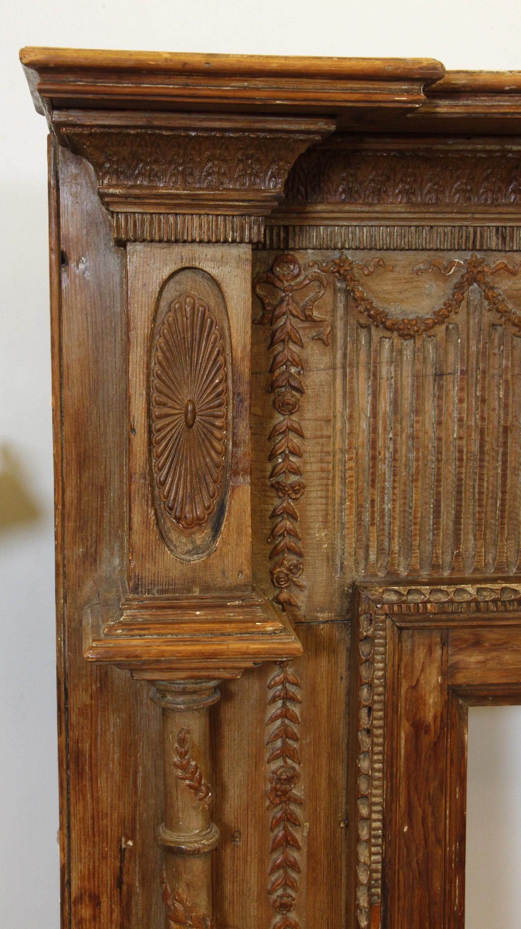 Antique Early American Federal Style Wood Mantel w/ Sunburst and Floral ...