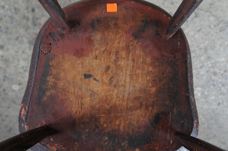 Antique Early American Painted Windsor Spindle Back Step Down Chair ...