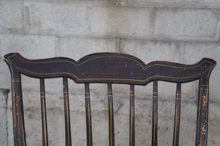 Antique Early American Painted Windsor Spindle Back Step Down Chair ...