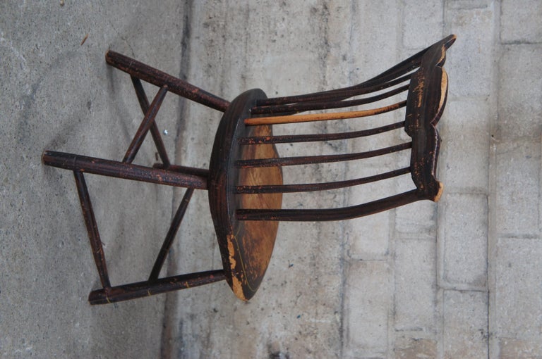 Antique Early American Painted Windsor Spindle Back Step Down Chair ...