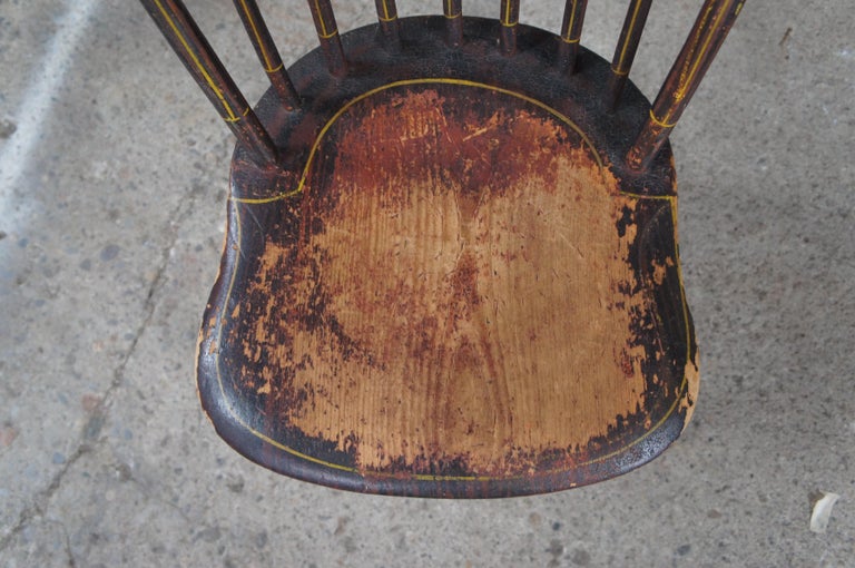 Antique Early American Painted Windsor Spindle Back Step Down Chair ...