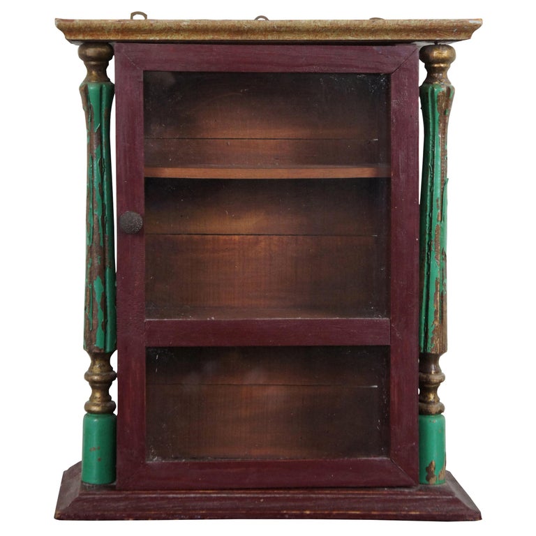 Antique Early American Primitive Medicine Apothecary Wall Cabinet Folk ...