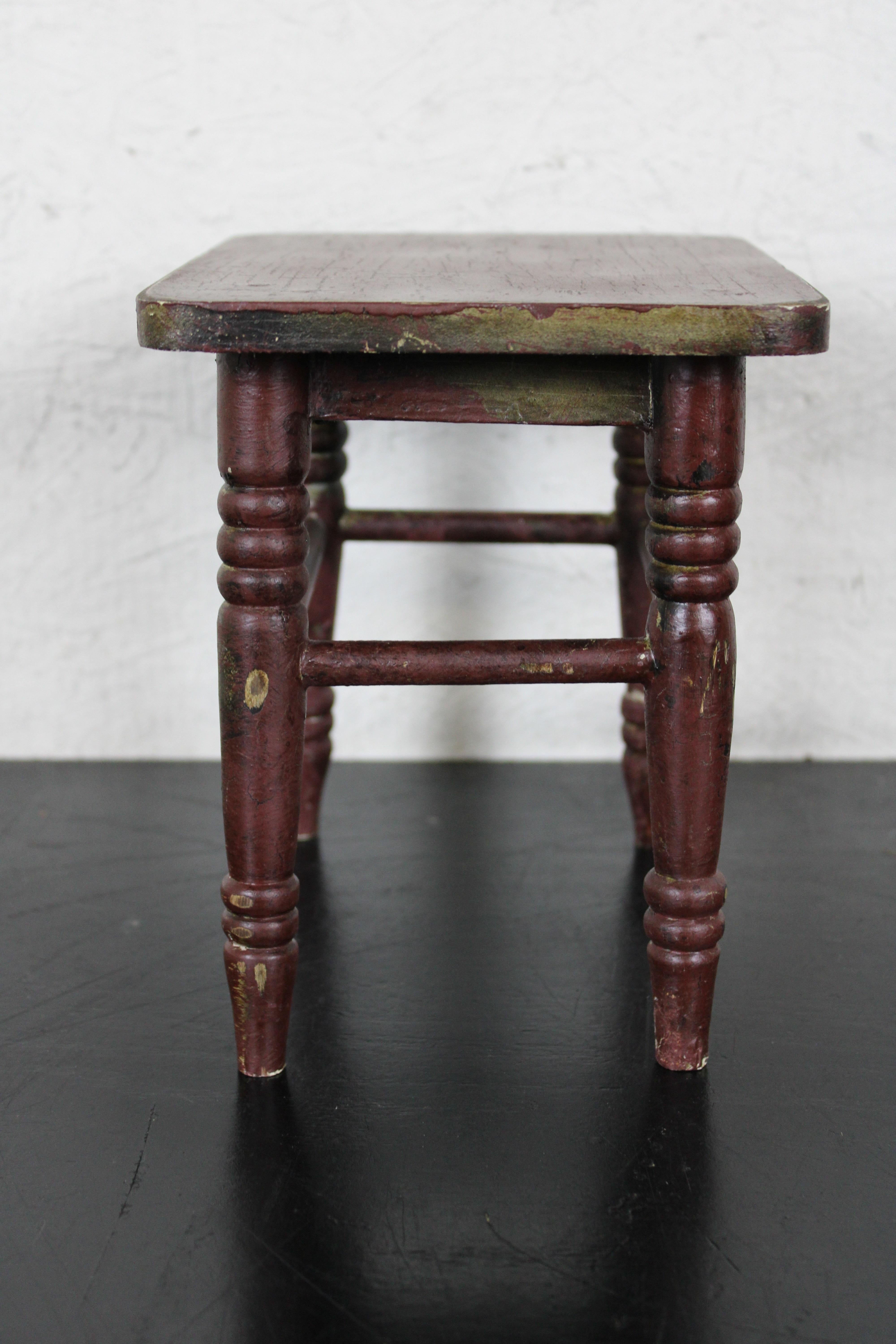Antique Early American Spool Leg Miniature Stool Side Table Dollhouse ...