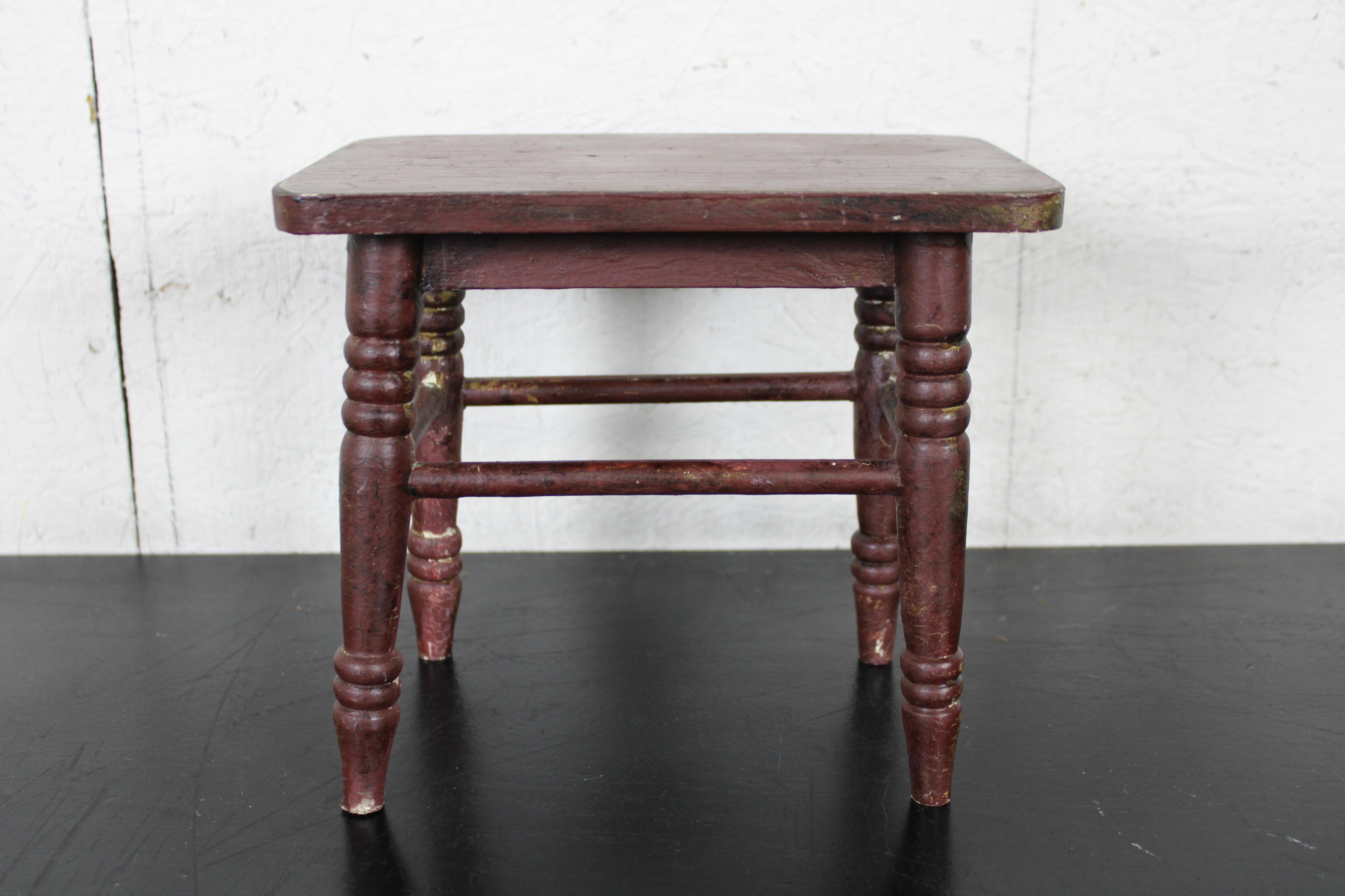 Antique Early American Spool Leg Miniature Stool Side Table Dollhouse ...