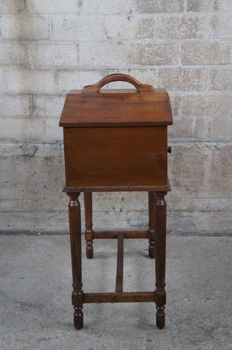 Antique Early American Style Walnut Standing Sewing Box Lidded Cabinet ...