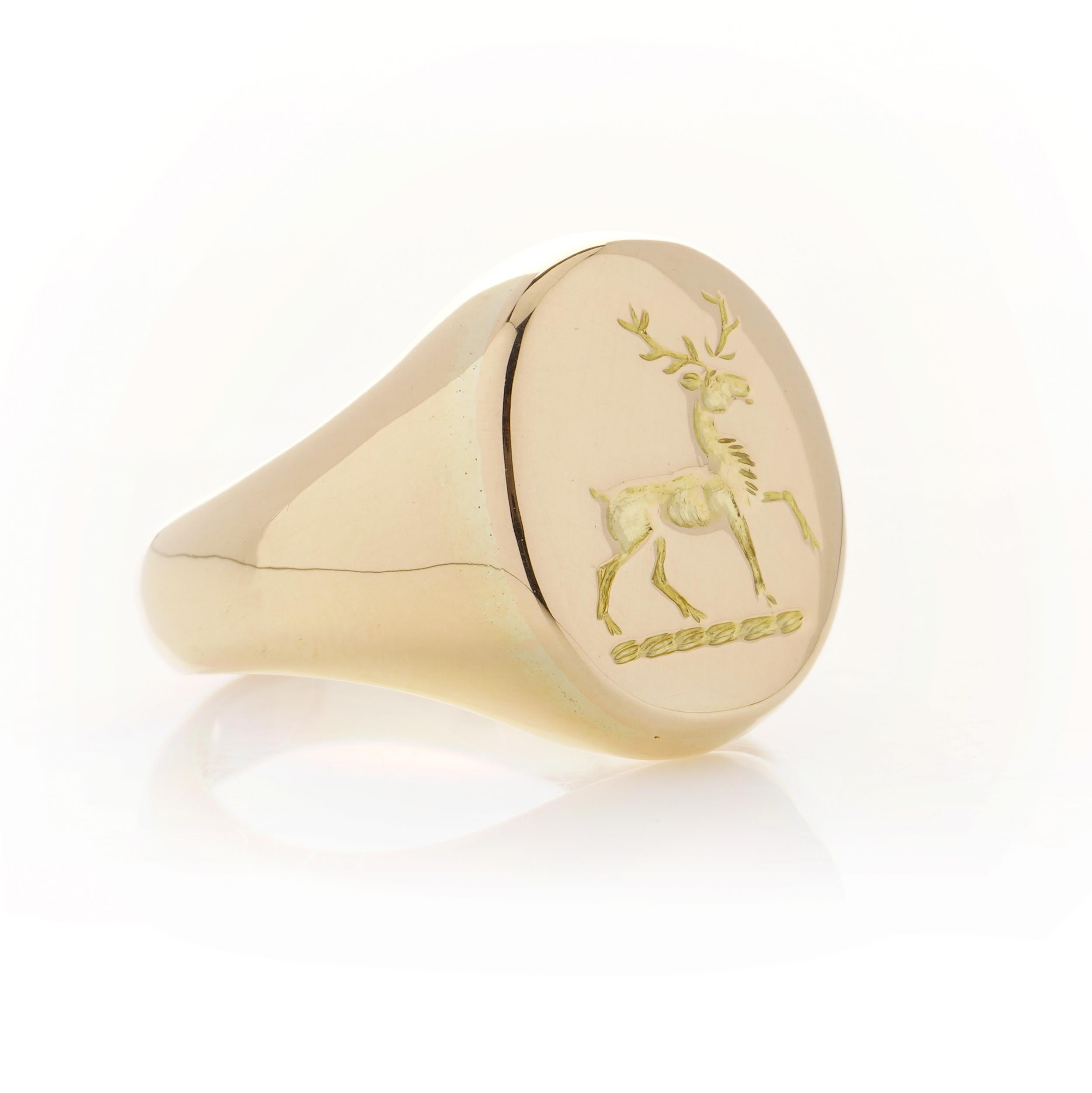 Antique Early Edwardian 18 Karat Yellow Gold Oval Shaped Signet Ring ...