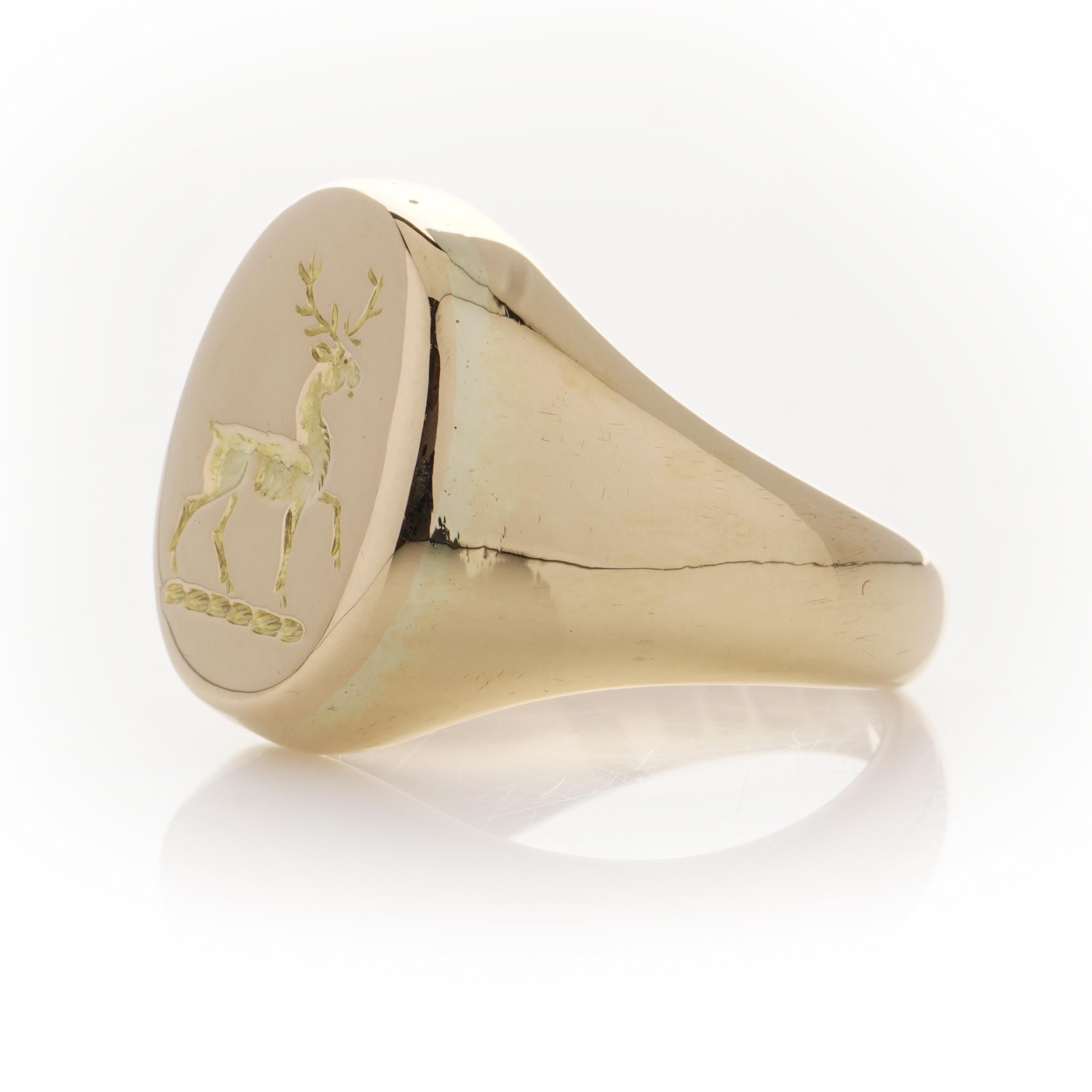 Antique Early Edwardian 18 Karat Yellow Gold Oval Shaped Signet Ring ...
