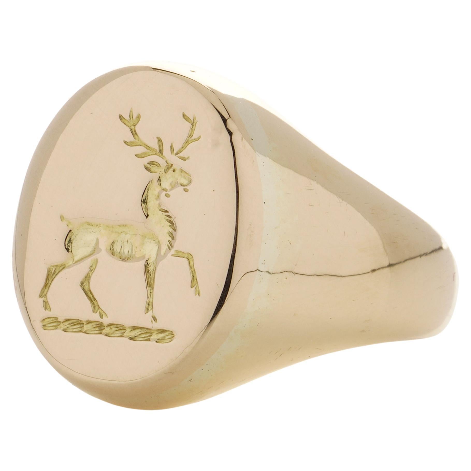 Antique Early Edwardian 18 Karat Yellow Gold Oval Shaped Signet Ring ...