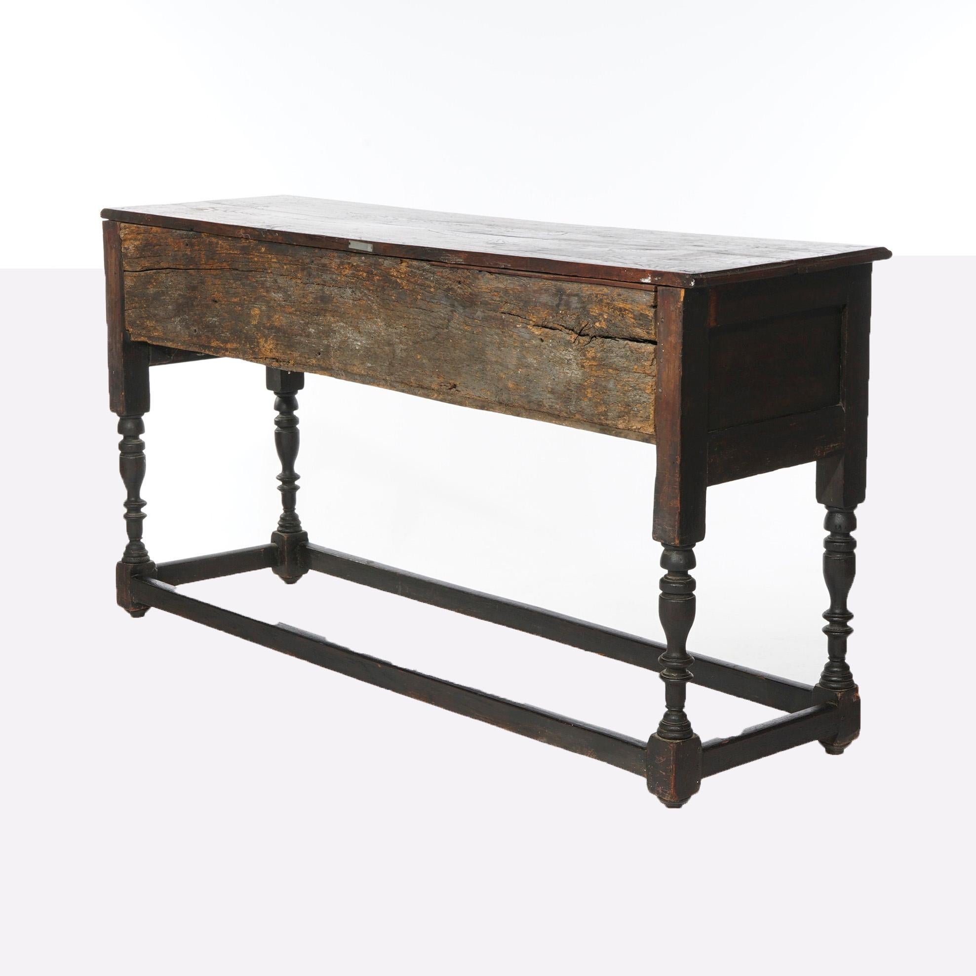 Antique Early Jacobean Carved English Oak Triple Drawer Sideboard 18th ...