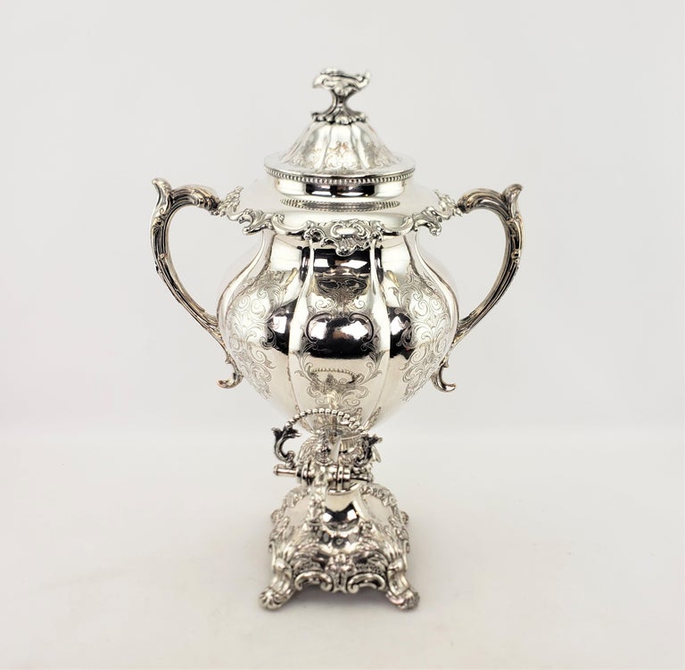 Antique Early Victorian Silver Plated Tea or Hot Water Urn with Floral ...