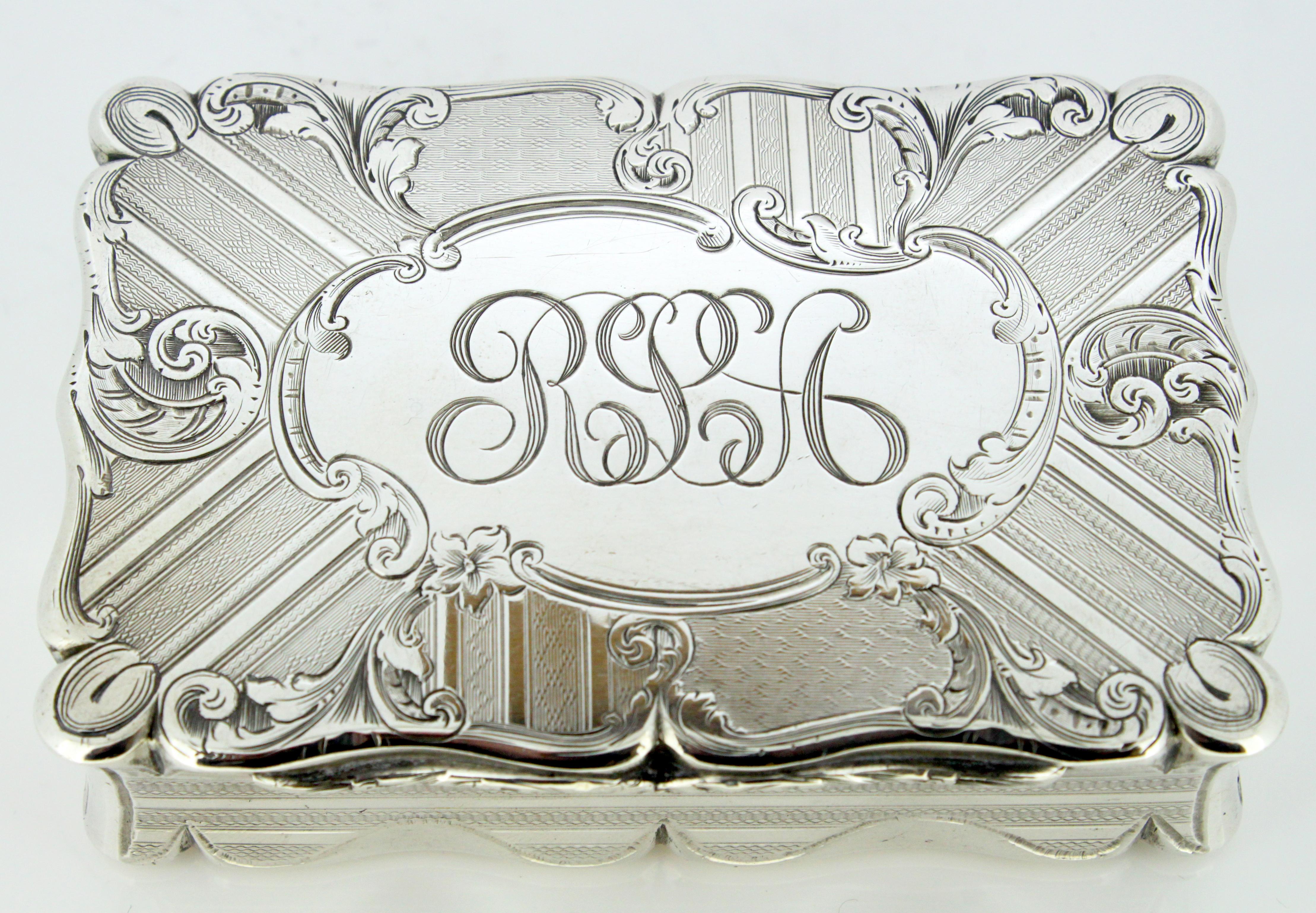 Antique Early Victorian Sterling Silver Cigarette Box, Birmingham, 1848 ...