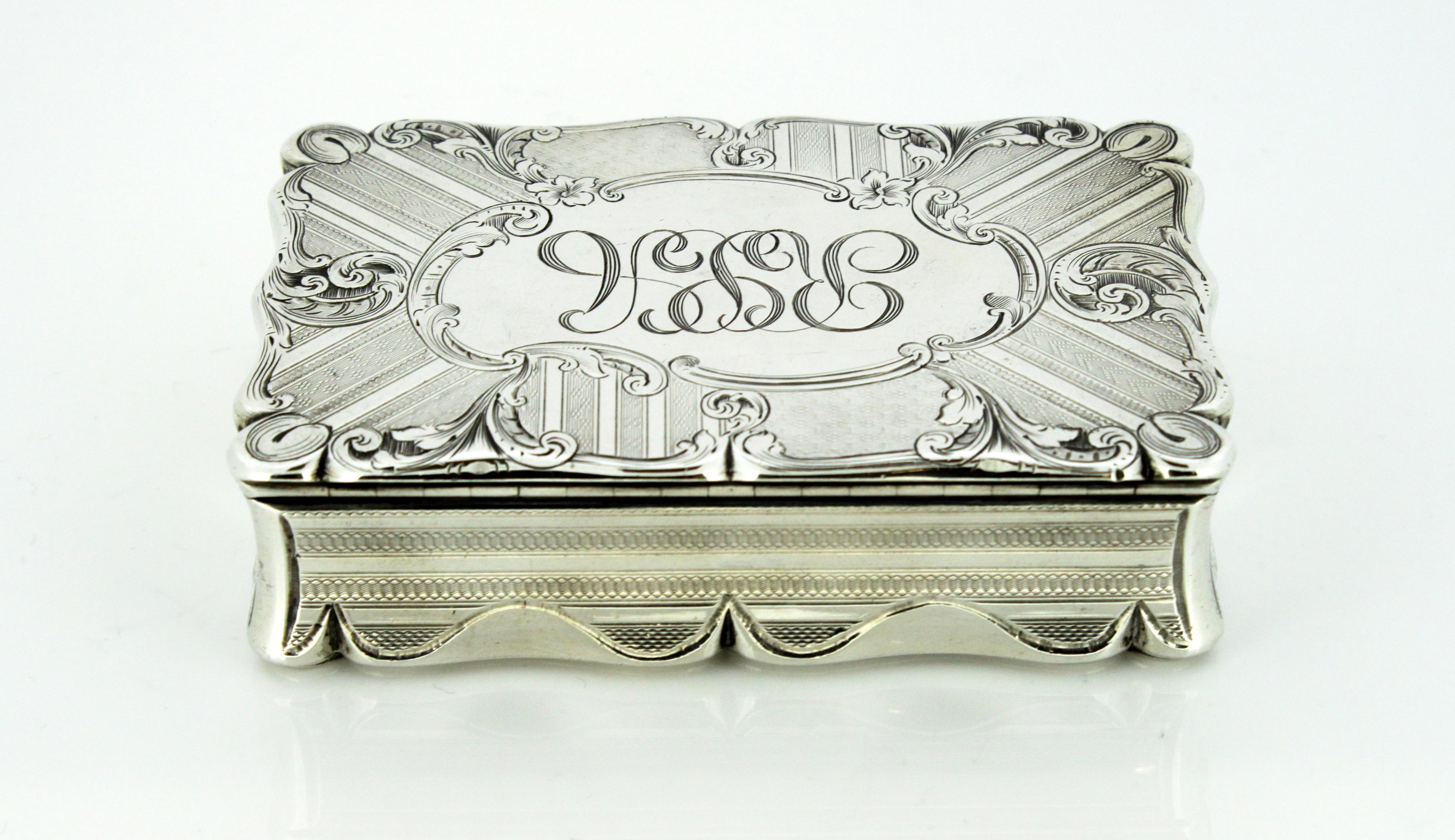 Antique Early Victorian Sterling Silver Cigarette Box, Birmingham, 1848 ...
