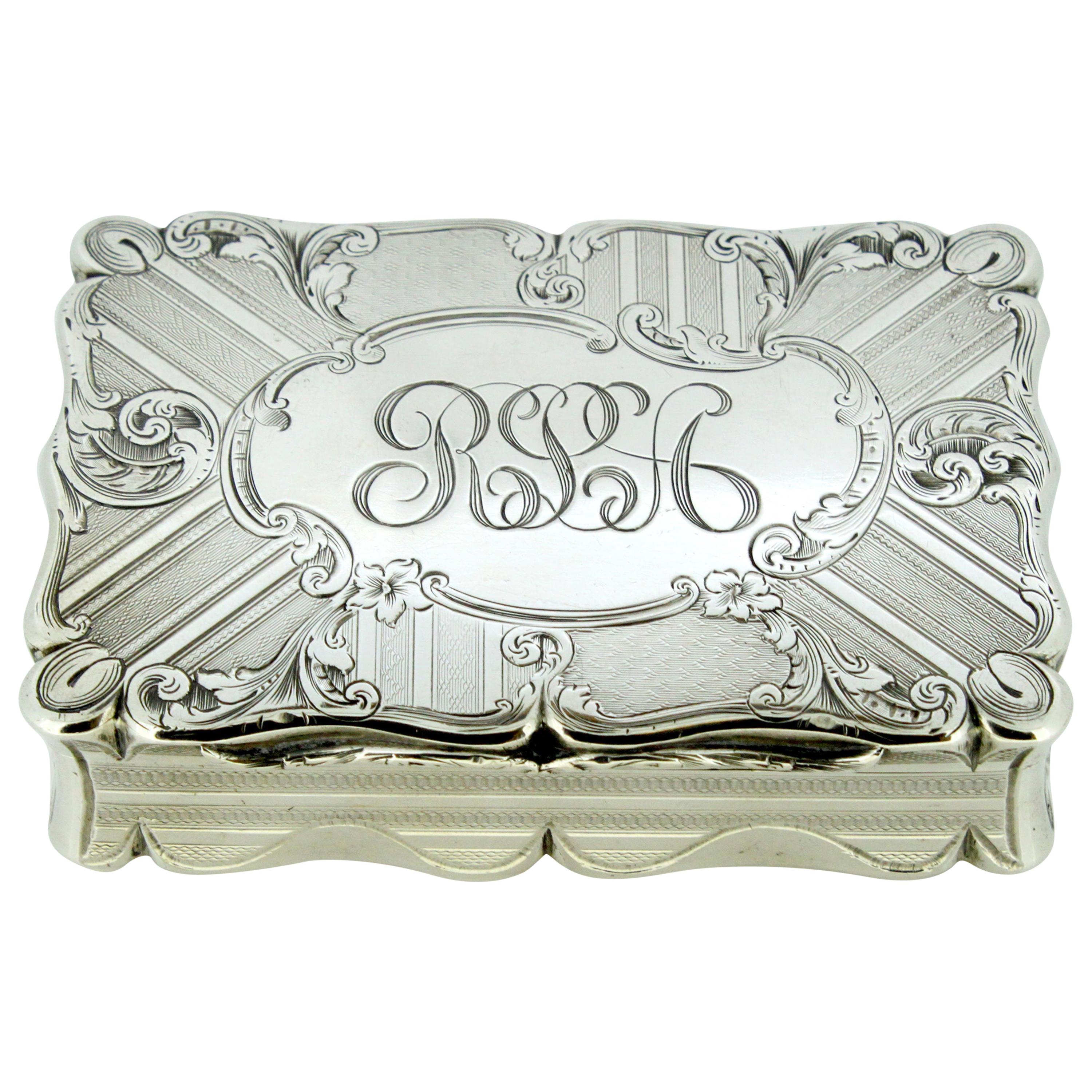 Antique Early Victorian Sterling Silver Cigarette Box, Birmingham, 1848 ...
