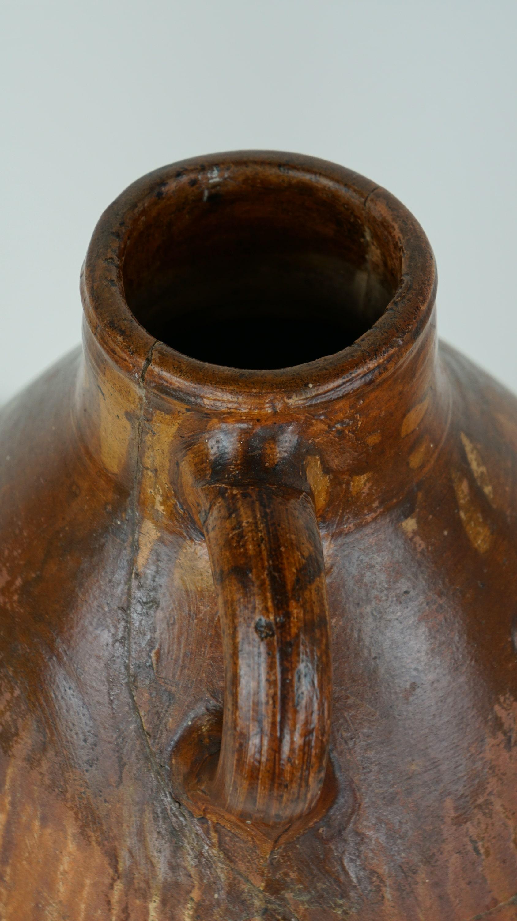 Antique earthenware jug with a small handle For Sale at 1stDibs