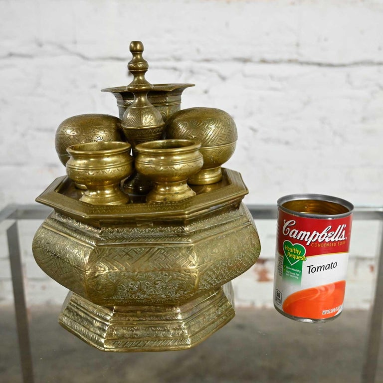 Vintage East Java Indonesian Brass Tepak Sireh Betel Nut Set 7 Pieces ...