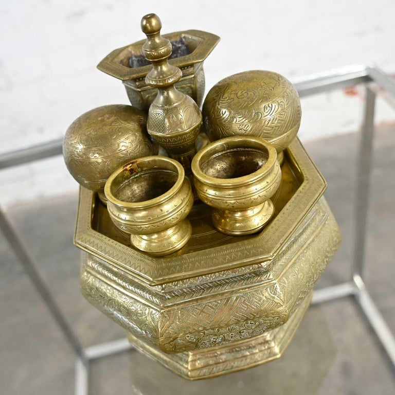 Vintage East Java Indonesian Brass Tepak Sireh Betel Nut Set 7 Pieces ...