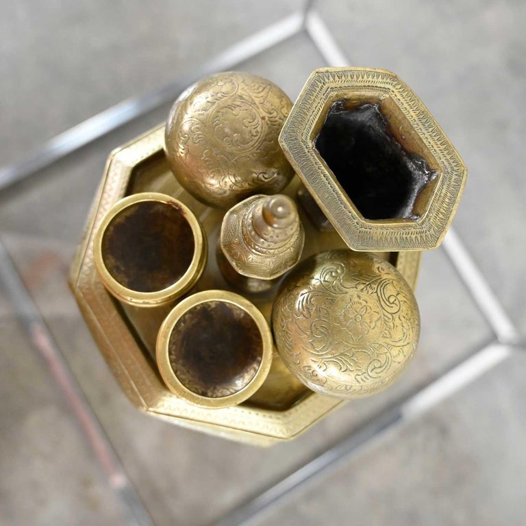 Vintage East Java Indonesian Brass Tepak Sireh Betel Nut Set 7 Pieces ...