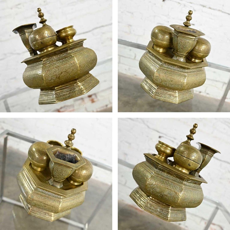 Vintage East Java Indonesian Brass Tepak Sireh Betel Nut Set 7 Pieces ...