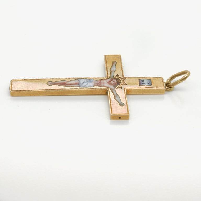 Antique Eastern Orthodox Gold and Enamel Crucifix or Cross Pendant for ...
