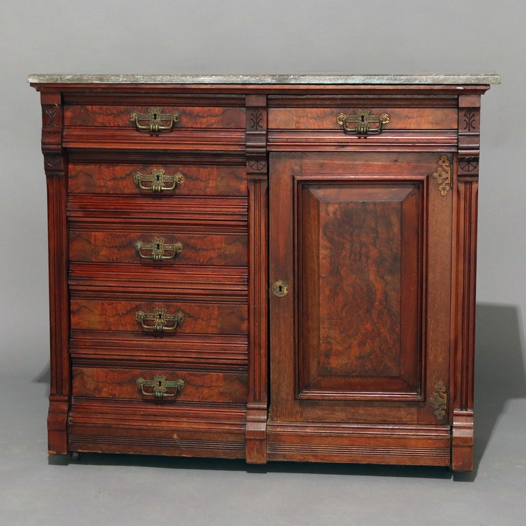 Antique Eastlake Carved Walnut and Marble Petite Server, circa 1880 at ...