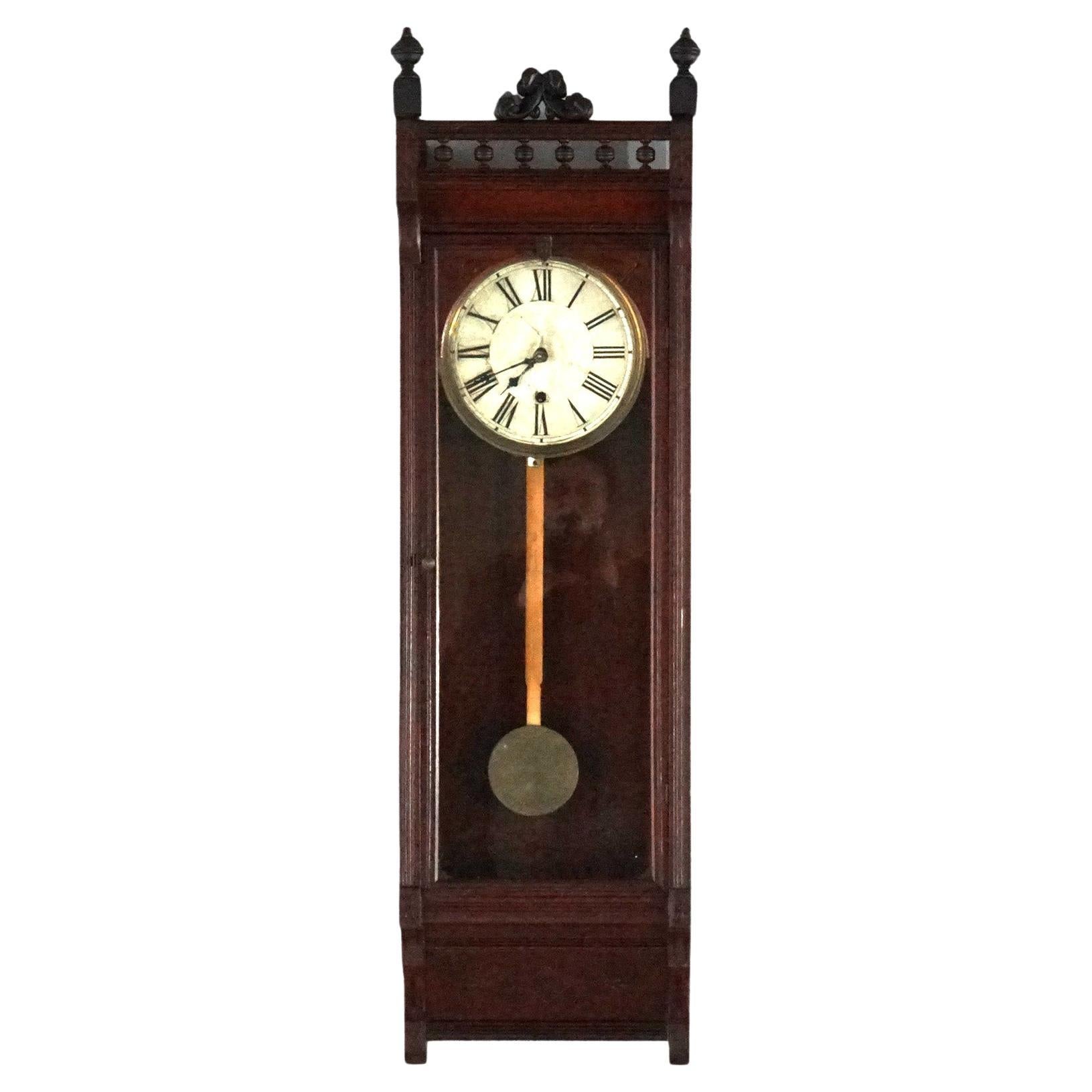Antique Federal Mahogany Banjo Wall Clock by Waterbury Clock Co, circa ...