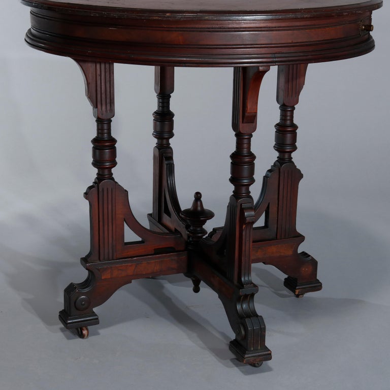 Antique Eastlake Carved Walnut Single Drawer Parlor Lamp Table, circa ...