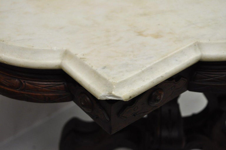Antique Eastlake Victorian Carved Walnut Marble " Turtle" Top Parlor ...
