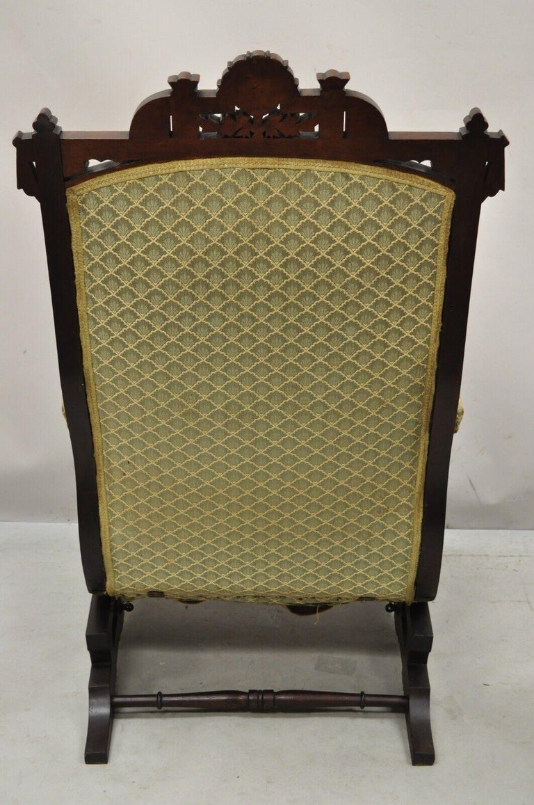 Antique Eastlake Victorian Carved Walnut Platform Rocker Rocking Chair ...