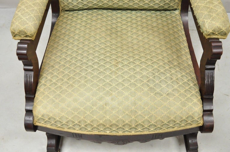 Antique Eastlake Victorian Carved Walnut Platform Rocker Rocking Chair ...