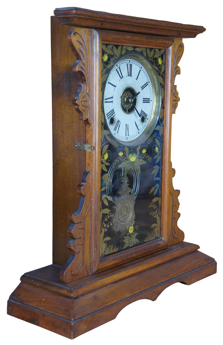 Antique Eastlake Victorian EN Welch MFG Co 8 Day Walnut Mantel Parlor ...