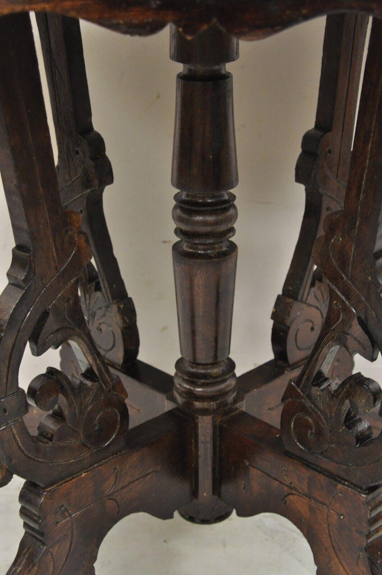 Antique Eastlake Victorian Marble Top Walnut Parlor Accent Side Table ...