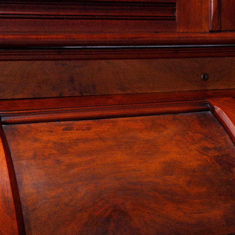 Antique Eastlake Walnut and Burl Barrel Roll Secretary Desk, Circa 1890 ...