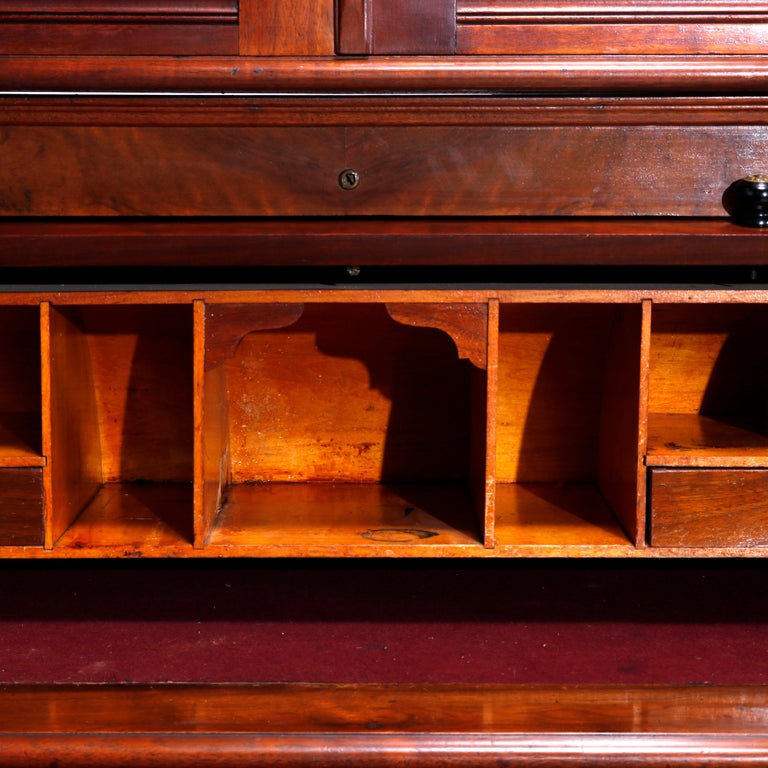 Antique Eastlake Walnut and Burl Barrel Roll Secretary Desk, Circa 1890 ...