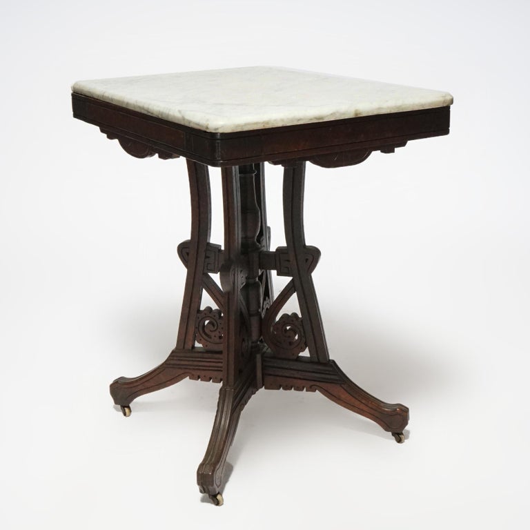 Antique Eastlake Walnut, Burl and Marble Parlor Table, Circa 1890 For ...