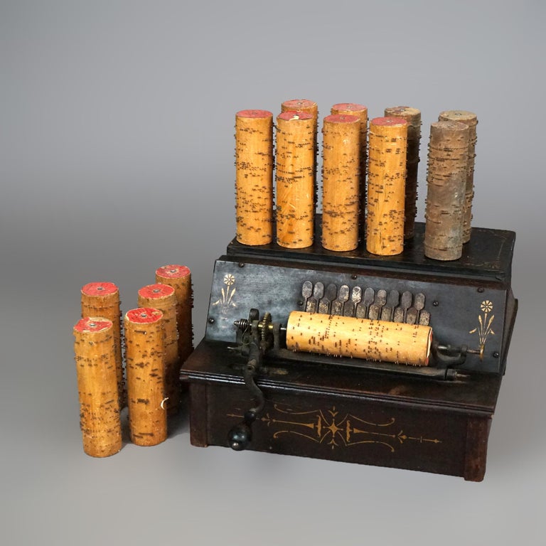 Antique Ebonized and Gilt Decorated Roller Organ with Rolls, the Gem ...