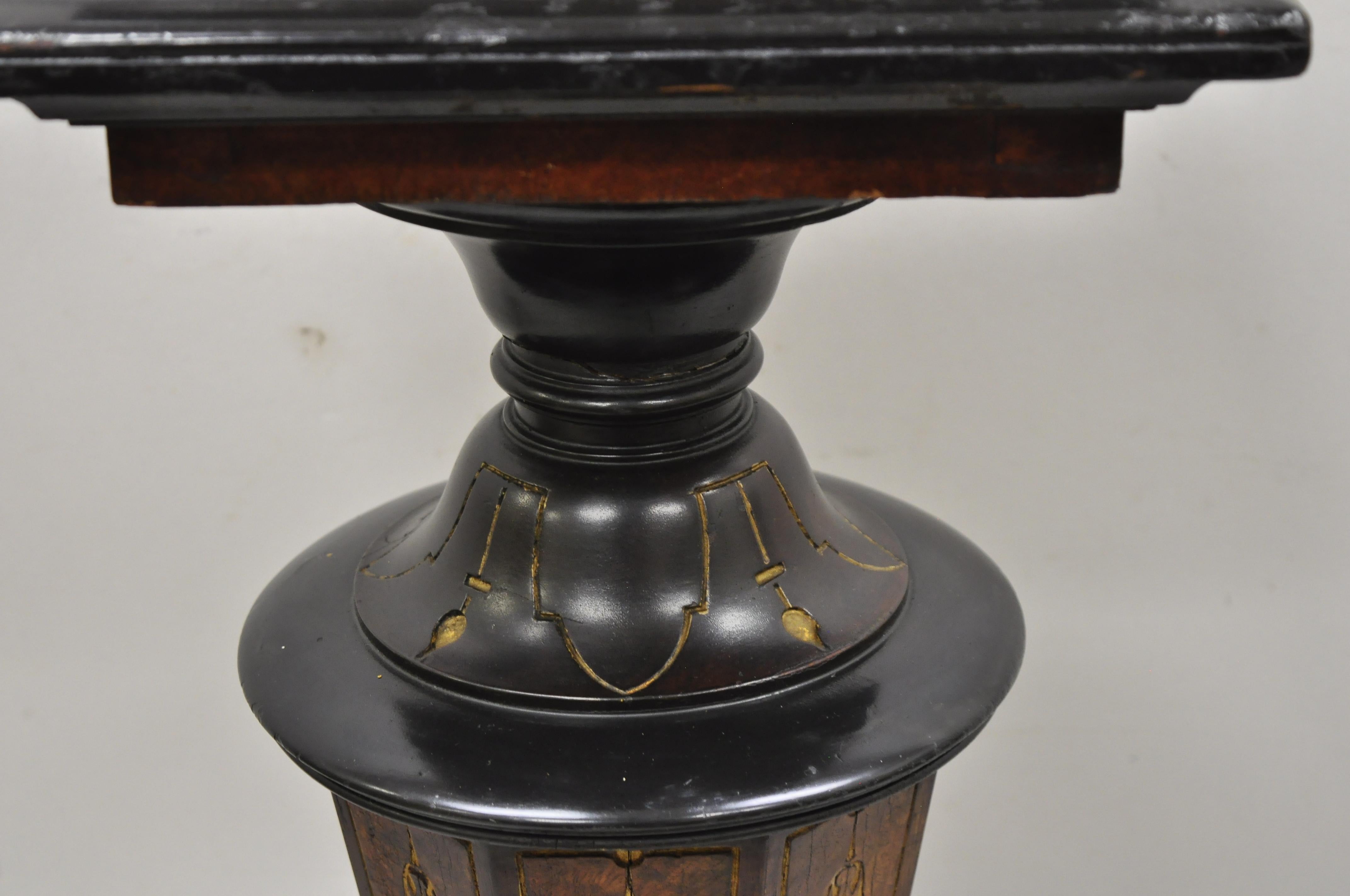 Antique Ebonized Victorian Aesthetic Movement Marble Top Pedestal Plant ...