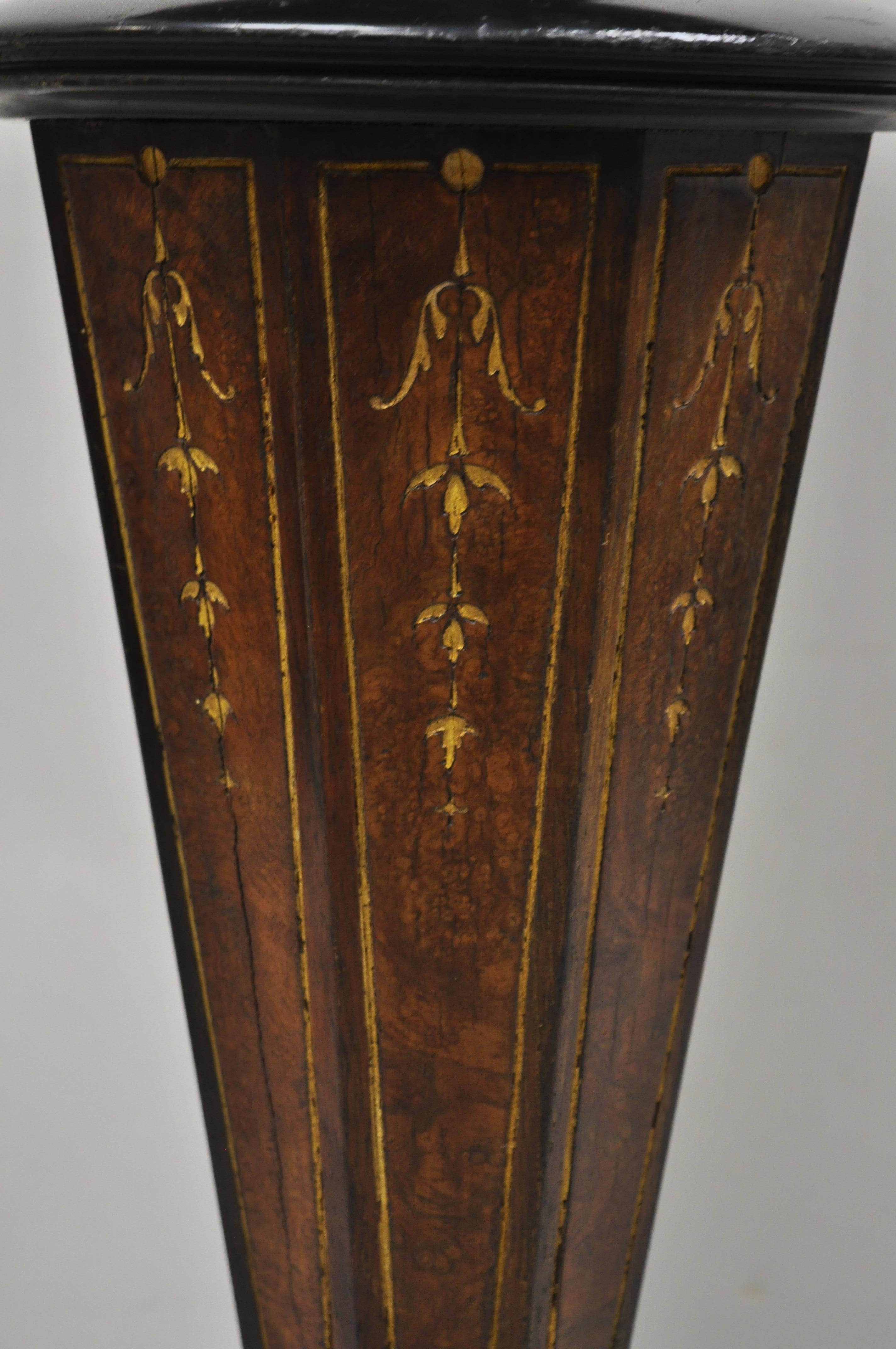Antique Ebonized Victorian Aesthetic Movement Marble Top Pedestal Plant ...