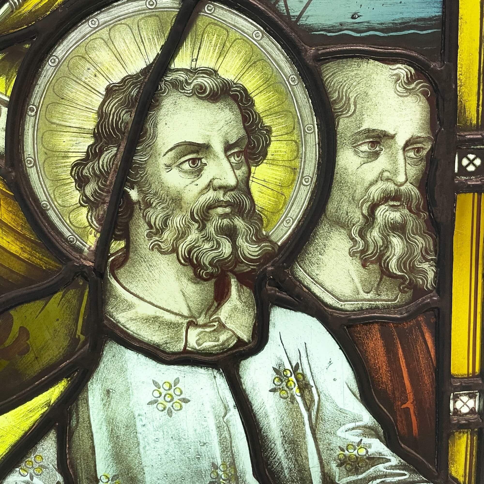 Antique Ecclesiastical Stained Glass Panel of Biblical Scene For Sale ...