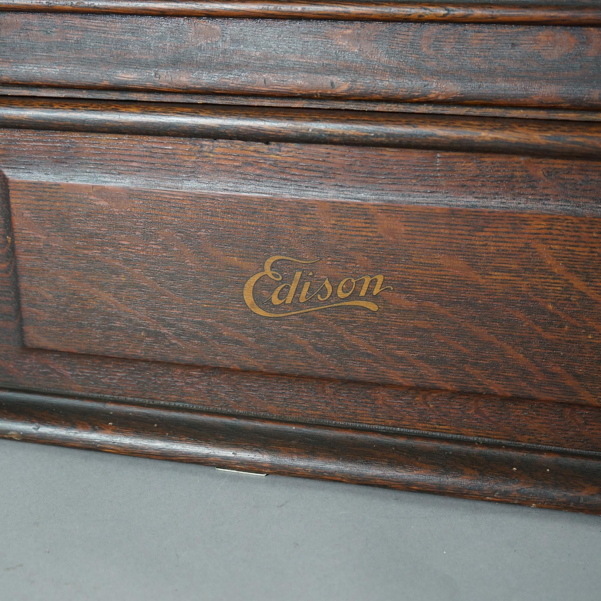 Antique Edison Triumph Oak Cylinder Phonograph, Working, c1905 For Sale ...