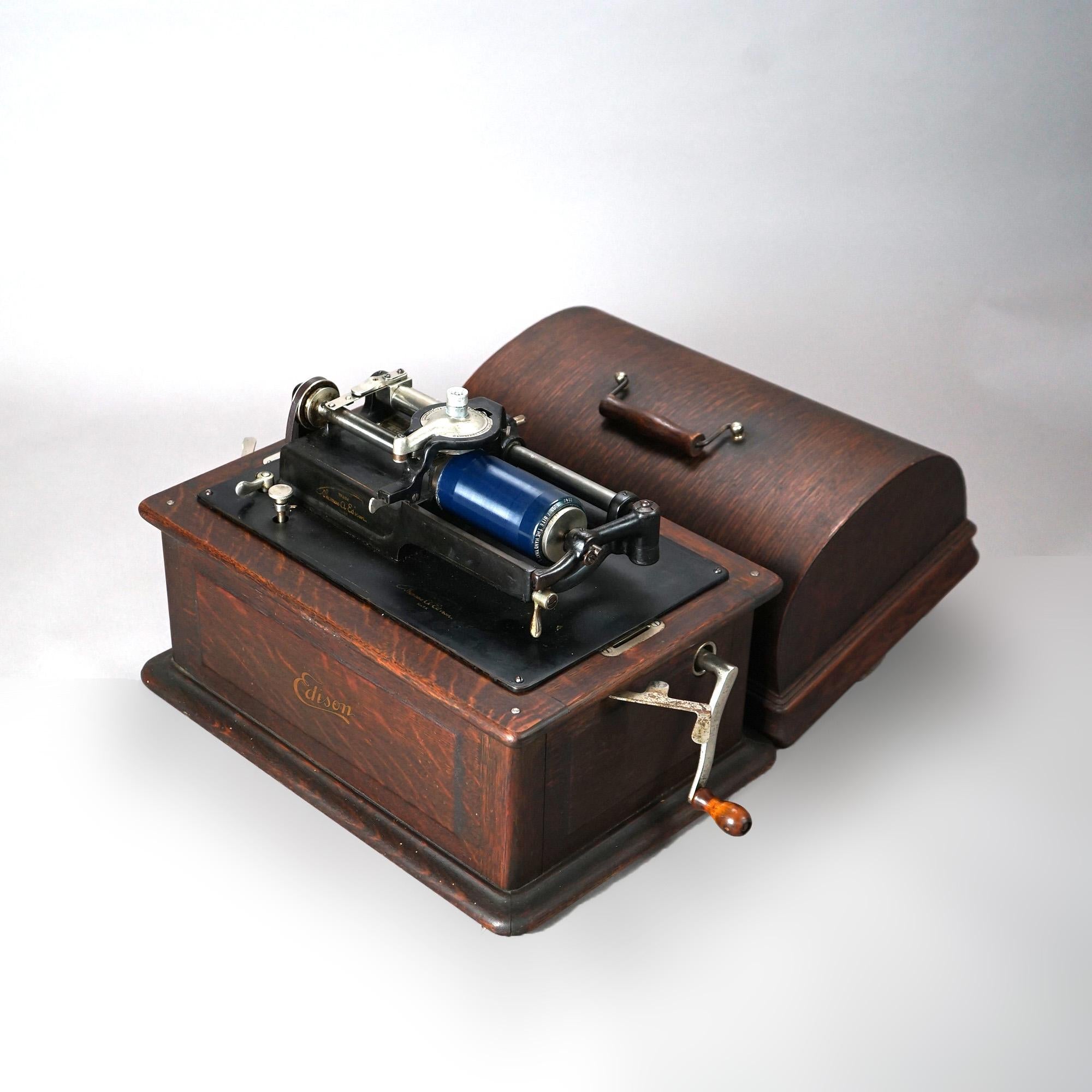 Antique Edison Triumph Oak Cylinder Phonograph, Working, c1905 For Sale ...