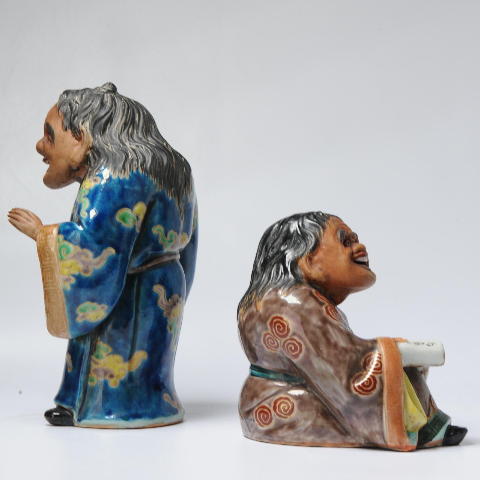 Antique Edo/Meiji Period 19C Japanese Kutani Statue Jittoku and Kanzan ...
