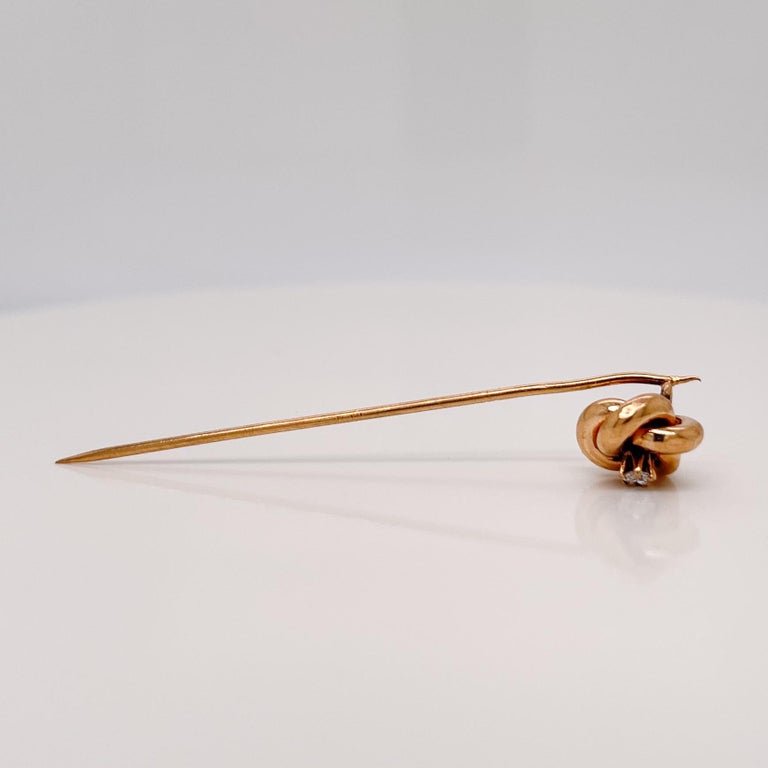 Antique Edwardian 10 Karat Gold and Diamond Love Knot Stick Pin For ...